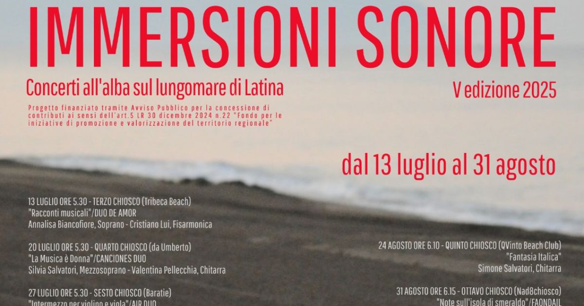 Comune di Latina - Alba di musica sul lungomare di Latina: inizia ...